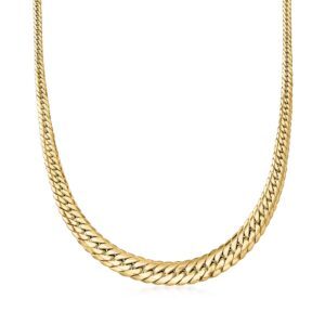 ross-simons italian 18kt yellow gold graduated cuban-link necklace. 20 inches