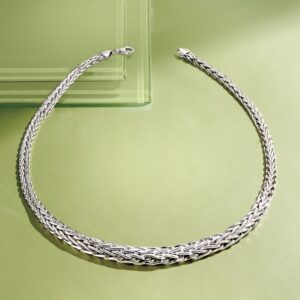 Ross-Simons Sterling Silver Graduated Wheat-Link Necklace. 18 inches