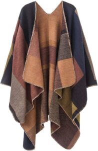 kirgiabo women's poncho sweater shawl wraps cape for fall winter,khaki