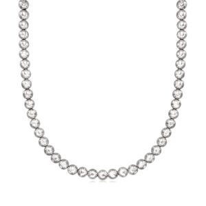 ross-simons italian 8mm sterling silver bead necklace. 18 inches