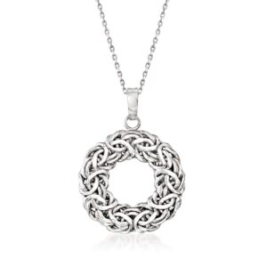 ross-simons sterling silver byzantine circle pendant necklace. 18 inches