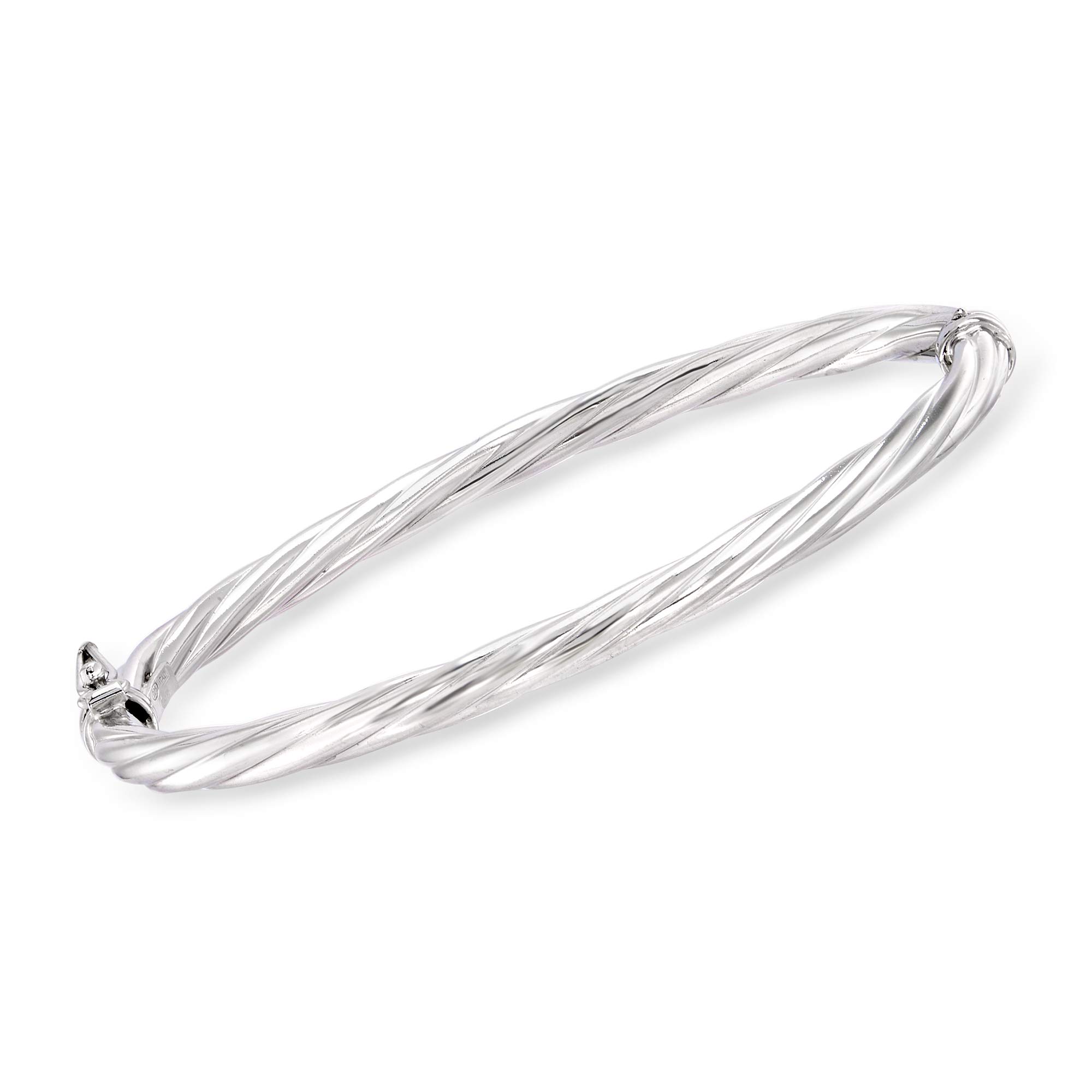 Ross-Simons Italian 4mm Sterling Silver Twisted Bangle Bracelet. 8 inches