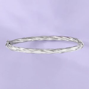 Ross-Simons Italian 4mm Sterling Silver Twisted Bangle Bracelet. 8 inches