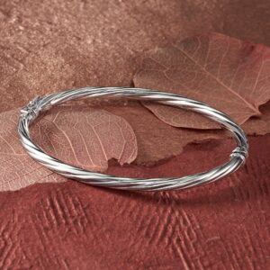 Ross-Simons Italian 4mm Sterling Silver Twisted Bangle Bracelet. 8 inches