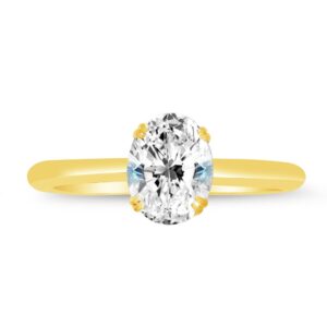 size - 7 - solid 14k yellow gold oval cut thick band classic solitaire wedding engagement ring cz cubic zirconia 1.50ct.