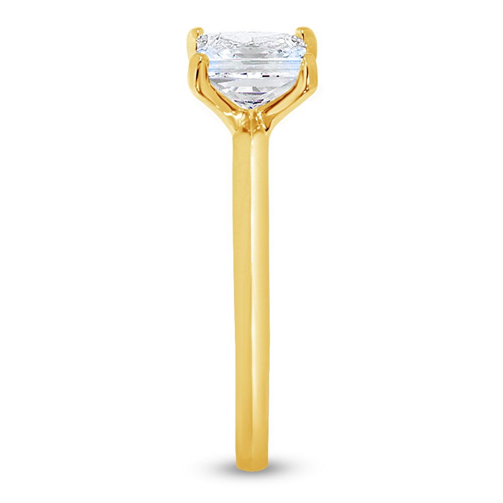 Size - 5.5 - Solid 14k Yellow Gold Princess Cut Knife-Edge Four Prong Solitaire Engagement Ring CZ Cubic Zirconia 1.0ct.