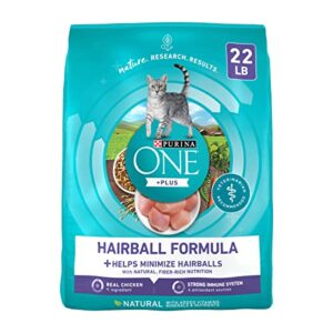 purina one natural cat food for hairball control, +plus hairball formula - 22 lb. bag