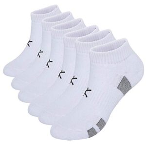 kony women's 6 pairs thick cotton cushioned low cut ankle white athletic socks mesh no show running socks size 6-9 (white - 6 pairs)