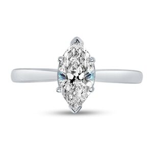 size - 5 - solid 14k white gold marquise cut one solitaire wedding engagement ring cz cubic zirconia 1.0ct.