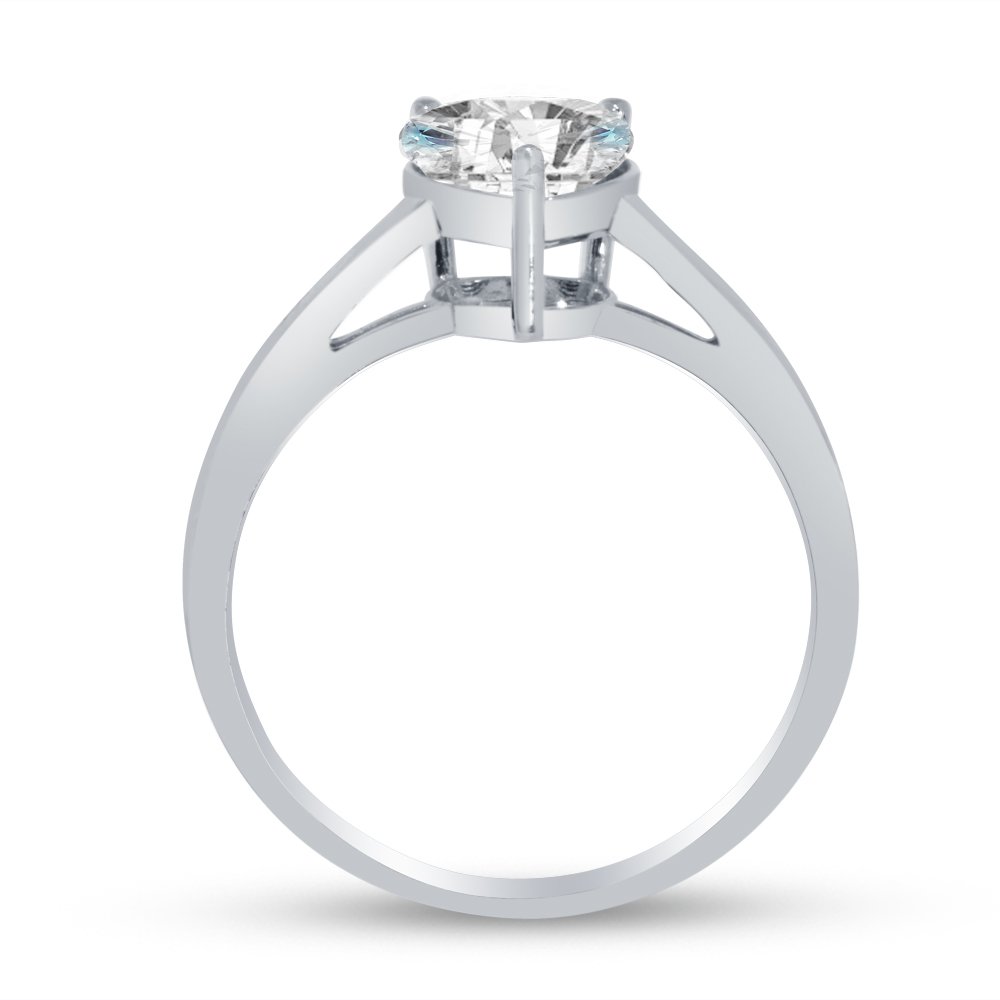 Size - 7.5 - Solid 14k White Gold Heart Cut One Single Stone Solitaire Wedding Engagement Ring CZ Cubic Zirconia 1.50ct.