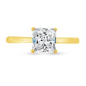 size - 6.5 - solid 14k yellow gold princess cut thin band solitaire wedding engagement ring cz cubic zirconia 1.0ct.