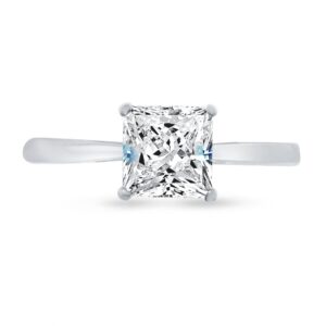 size - 7.5 - solid 14k white gold princess cut thin band solitaire wedding engagement ring cz cubic zirconia 1.0ct.