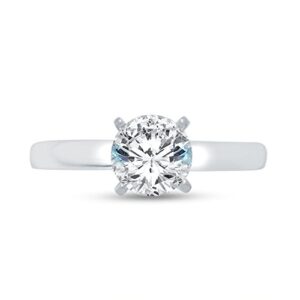 size - 5 - solid 14k white gold round cut four prong solitaire wedding engagement ring cz cubic zirconia 1.0ct.