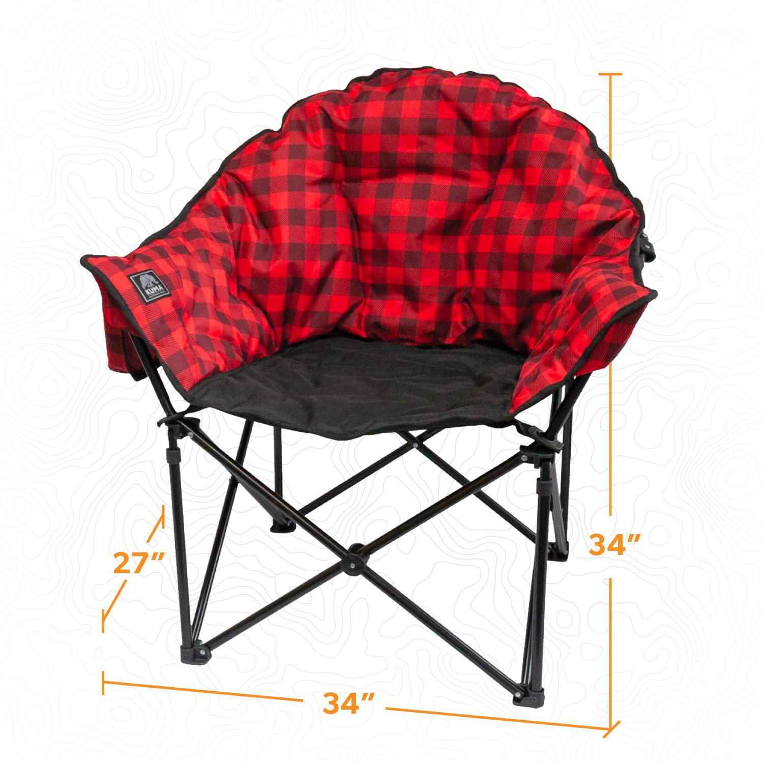 Kuma Outdoor Gear Lazy Bear Chair with Carry Bag, Ultimate Portable Luxury Outdoor Chair for Camping, Glamping, Sports & Outdoor Adventures (Red/Black)