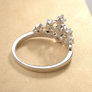 White Gold Plated Simple Princess Crown with Cubic Zircon Crystal Wedding Engagement Ring Fashion Jewelry (6)