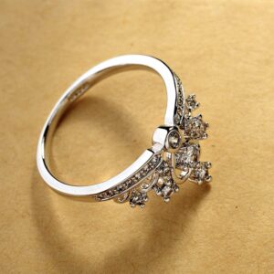 White Gold Plated Simple Princess Crown with Cubic Zircon Crystal Wedding Engagement Ring Fashion Jewelry (6)