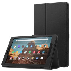 moko case for fire hd 10 tablet (7th and 9th generation, 2017 and 2019 release) 10" - slim folding stand cover with auto wake/sleep for 10.1 inch tablet, black