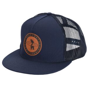 everyday california 'midway' snapback navy blue surf hat - baseball style cap with vegan leather patch