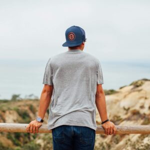 Everyday California 'Midway' Snapback Navy Blue Surf Hat - Baseball Style Cap with Vegan Leather Patch