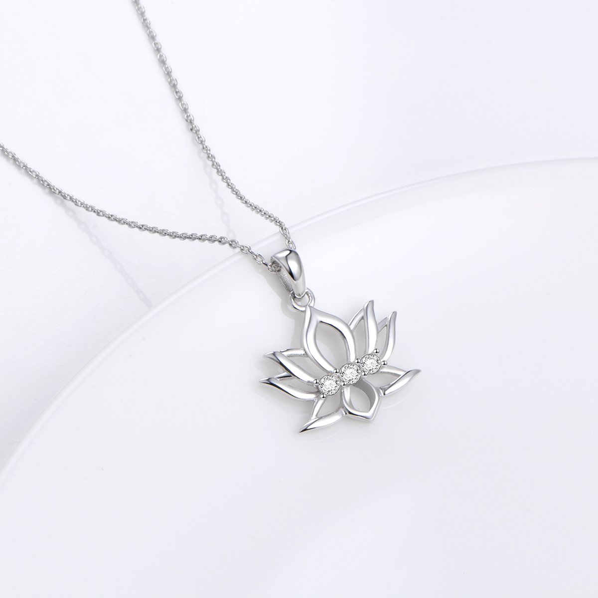 925 Sterling Silver Inspirational Om Lotus Flower Pendant Necklace for Women,18 inch