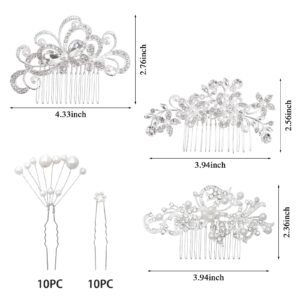 REVEW 23pcs Bridal Hair Comb Accessories Wedding Hair Accessories For Brides Bridal Hair Pins Crystal Pearls Flower Headpiece Hair Pins Decorative