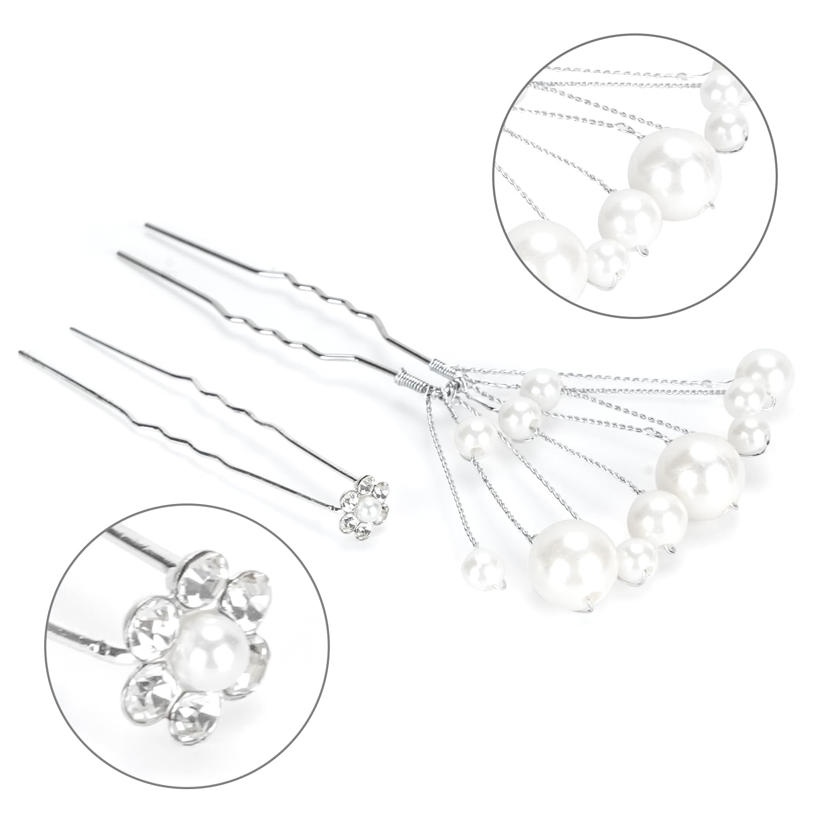 REVEW 23pcs Bridal Hair Comb Accessories Wedding Hair Accessories For Brides Bridal Hair Pins Crystal Pearls Flower Headpiece Hair Pins Decorative