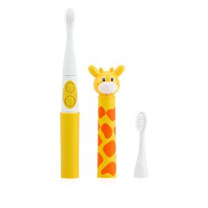 nuby electric toothbrush with animal character, giraffe, 3 piece set