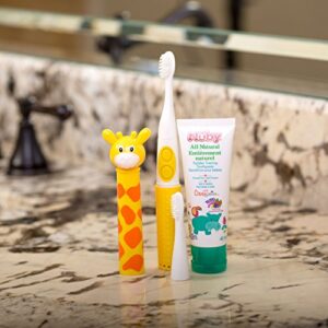 Nuby Electric Toothbrush with Animal Character, Giraffe, 3 Piece Set