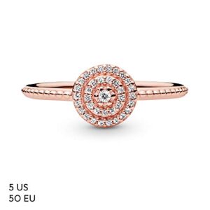 Pandora Elegant Sparkle Ring - Rose Gold Ring for Women - Layering or Stackable Ring - Gift for Her - 14k Rose Gold-Plated Rose with Cubic Zirconia - Size 5