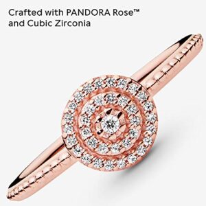 Pandora Elegant Sparkle Ring - Rose Gold Ring for Women - Layering or Stackable Ring - Gift for Her - 14k Rose Gold-Plated Rose with Cubic Zirconia - Size 5