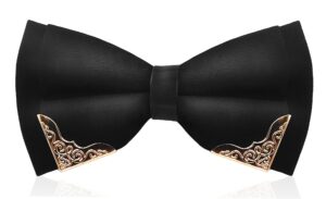 mendeng black bow ties for men and women gold metal adjustable wedding bowtie