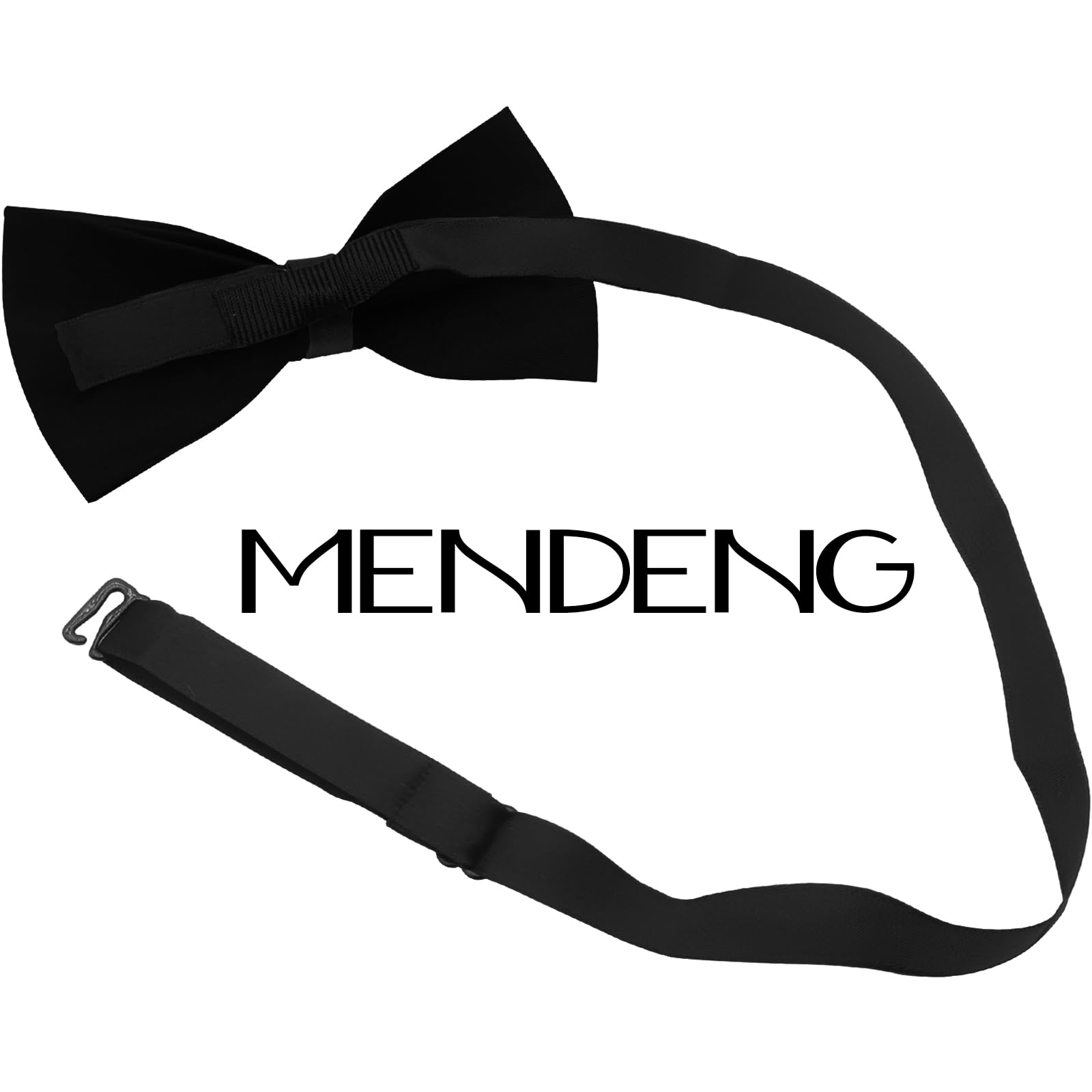 MENDENG Black Bow Ties for Men and Women Gold Metal Adjustable Wedding Bowtie