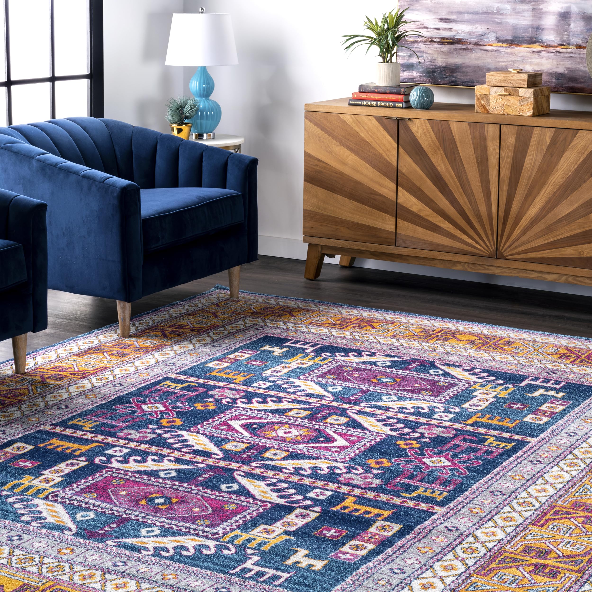 nuLOOM Vintage Lorena Tribal Area Rug, 7x9, Navy