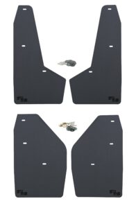 rokblokz mud flaps for 2017-2020 ford raptor - set of 4 - multiple colors available - mud guards are custom cut and fit - includes all mounting hardware (black with black logo)