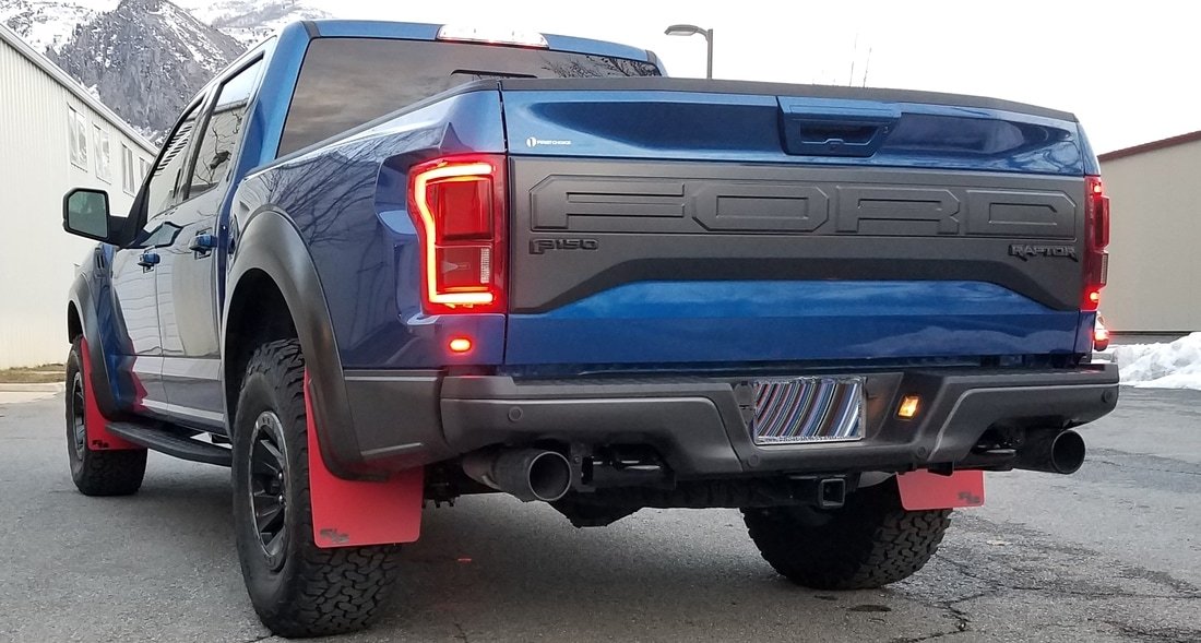 RokBlokz Mud Flaps for 2017-2020 Ford Raptor - Set of 4 - Multiple Colors Available - Mud Guards are Custom Cut and Fit - Includes All Mounting Hardware (Black with Black Logo)