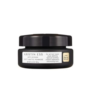 kristin ess hair depth defining soft matte pomade for texture + definition, volumizing hold, style defining, water-based, color safe + keratin safe, 3.4 oz - (pack of 1)