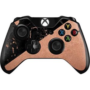 skinit decal gaming skin compatible with xbox one controller - originally designed black and rose gold marble split design