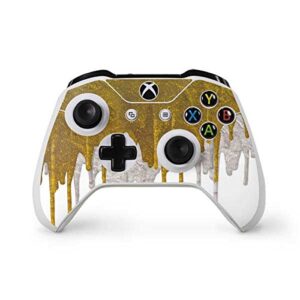 skinit decal gaming skin compatible with xbox one s controller - officially licensed skinit originally designed paint splatter gold design