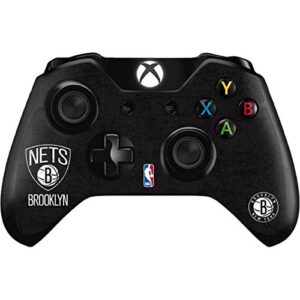 skinit decal gaming skin compatible with xbox one controller - officially licensed nba brooklyn nets distressed design