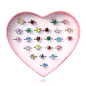 pinksheep jewel rings for kids 24pc adjustable no duplication girl pretend play and dress up rings