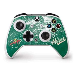 skinit decal gaming skin compatible with xbox one s controller - officially licensed nhl minnesota wild frozen design