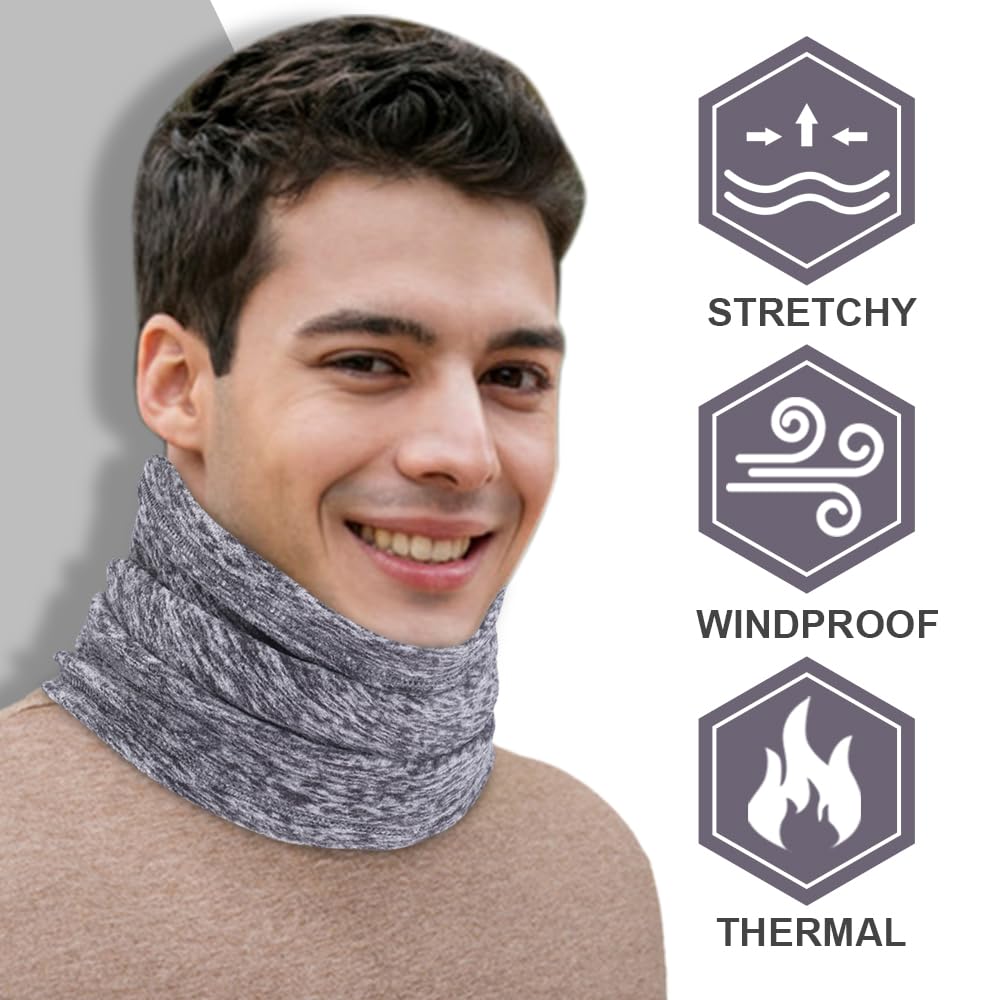 WTACTFUL Windproof Fleece Neck Warmer Thermal Snoods Scarf Ski Face Mask Thick Cover Bandana for Cold Weather Keep Warm Winter Outdoor Snowboard Skiing Cycling Hunting Men Women Gray