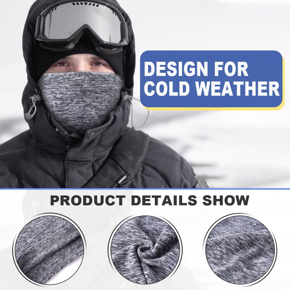 WTACTFUL Windproof Fleece Neck Warmer Thermal Snoods Scarf Ski Face Mask Thick Cover Bandana for Cold Weather Keep Warm Winter Outdoor Snowboard Skiing Cycling Hunting Men Women Gray