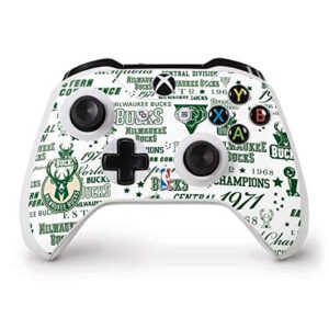 skinit decal gaming skin compatible with xbox one s controller - officially licensed nba milwaukee bucks historic blast