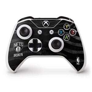 skinit decal gaming skin compatible with xbox one s controller - officially licensed nba brooklyn nets black animal print design