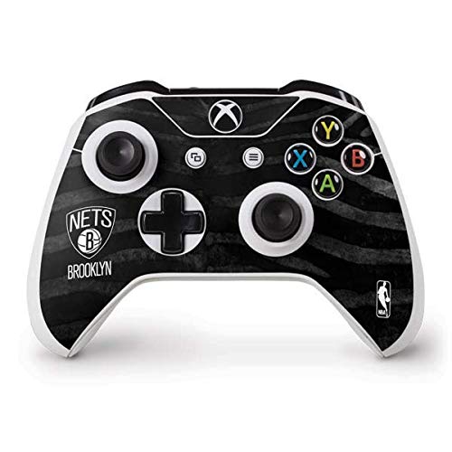 Skinit Decal Gaming Skin Compatible with Xbox One S Controller - Officially Licensed NBA Brooklyn Nets Black Animal Print Design