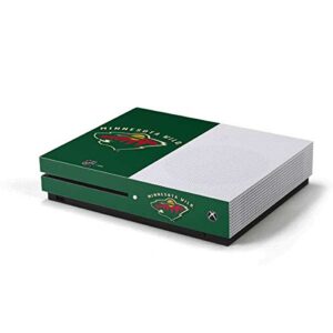 skinit decal gaming skin for xbox one s console - officially licensed nhl minnesota wild solid background design