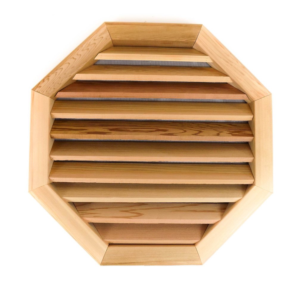 Miller Shingle Octagon Clear Cedar Vent, Flush Mount - 18 inch x 18 inch