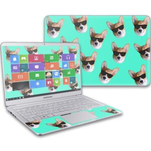 mightyskins skin compatible with samsung notebook 9 – cool corgi | protective, durable, and unique vinyl decal wrap cover | easy to apply, remove, and change styles | made in the usa