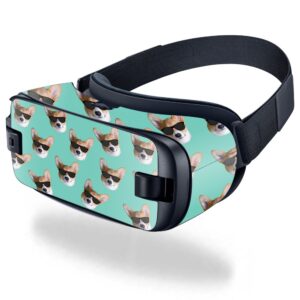 mightyskins skin compatible with samsung gear vr (2016) – cool corgi | protective, durable, and unique vinyl decal wrap cover | easy to apply, remove, and change styles | made in the usa